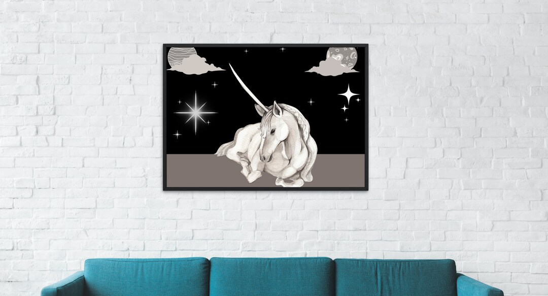 Boho Unicorn Wall Art|living Room Wall Art | Unicorn Printable Wall Art ...