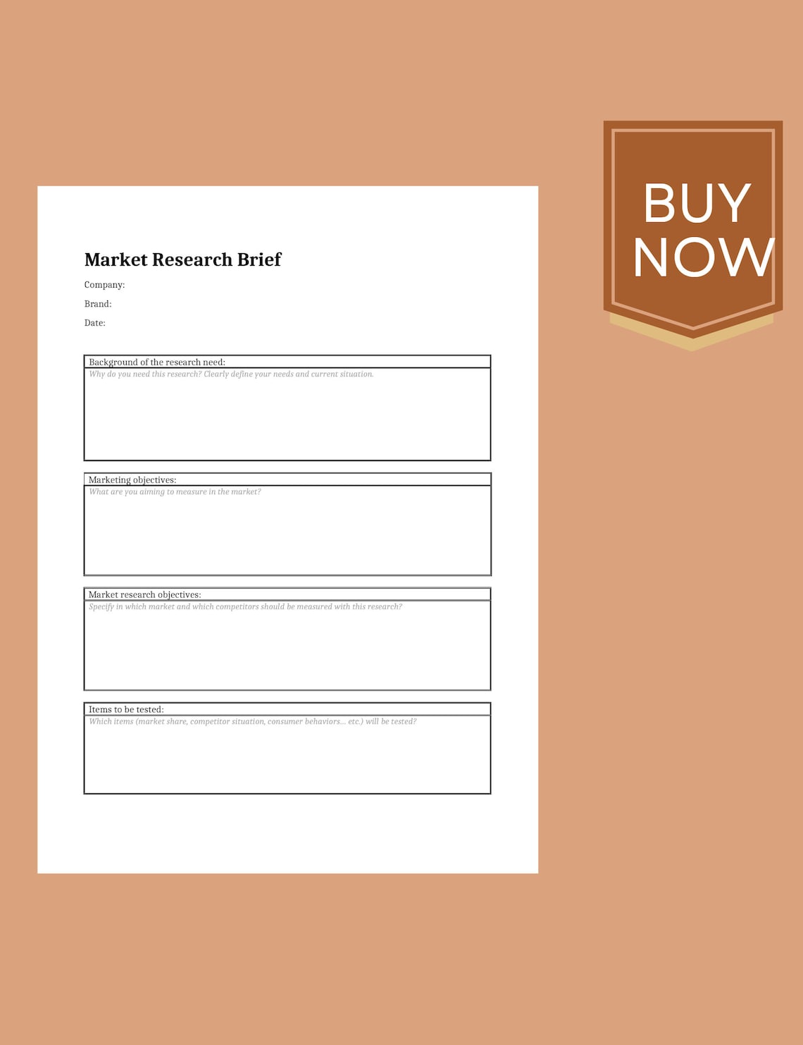 Market Research Brief Template| Market Research Planner| Market Design ...