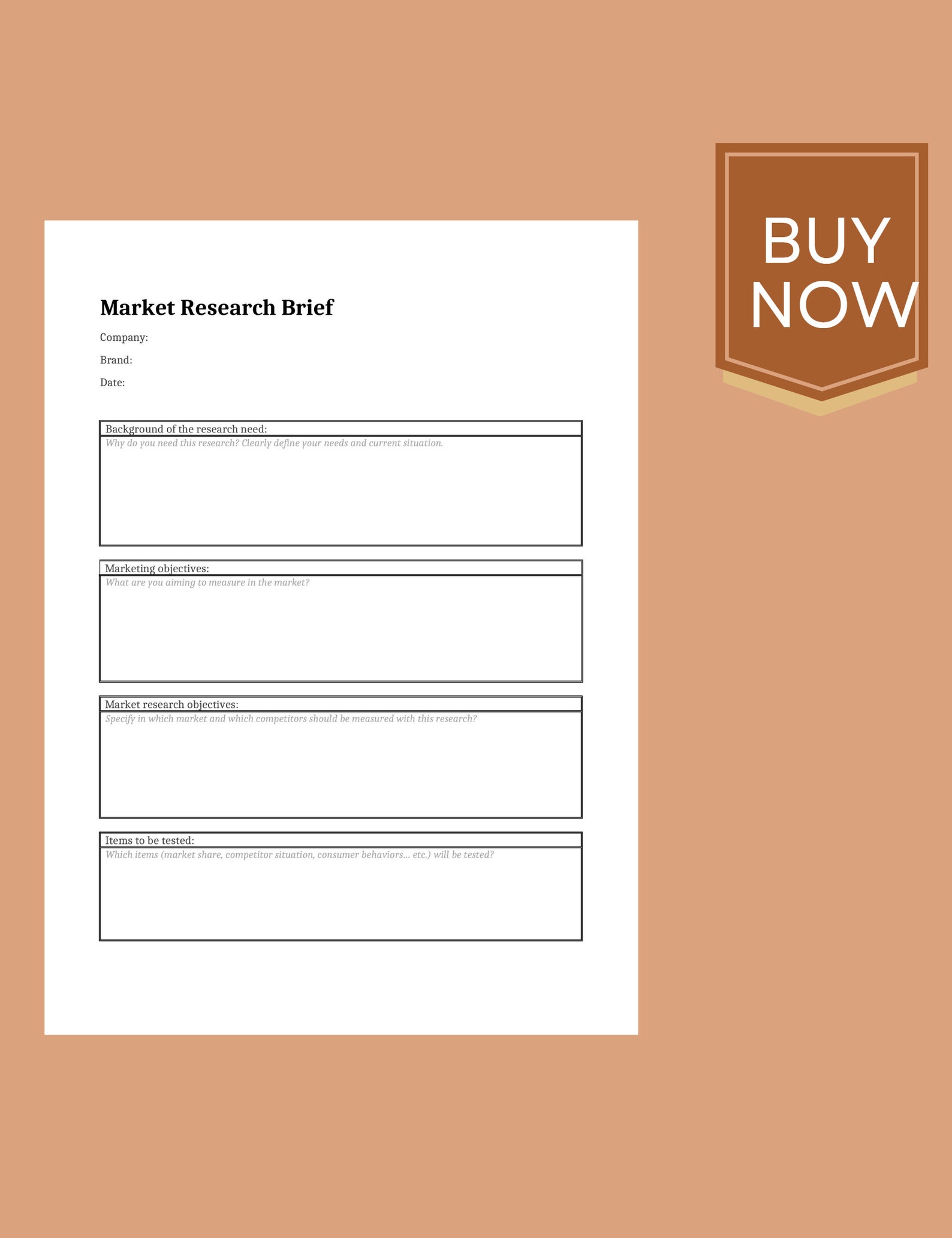 Market Research Brief Template| Market Research Planner| Market Design ...