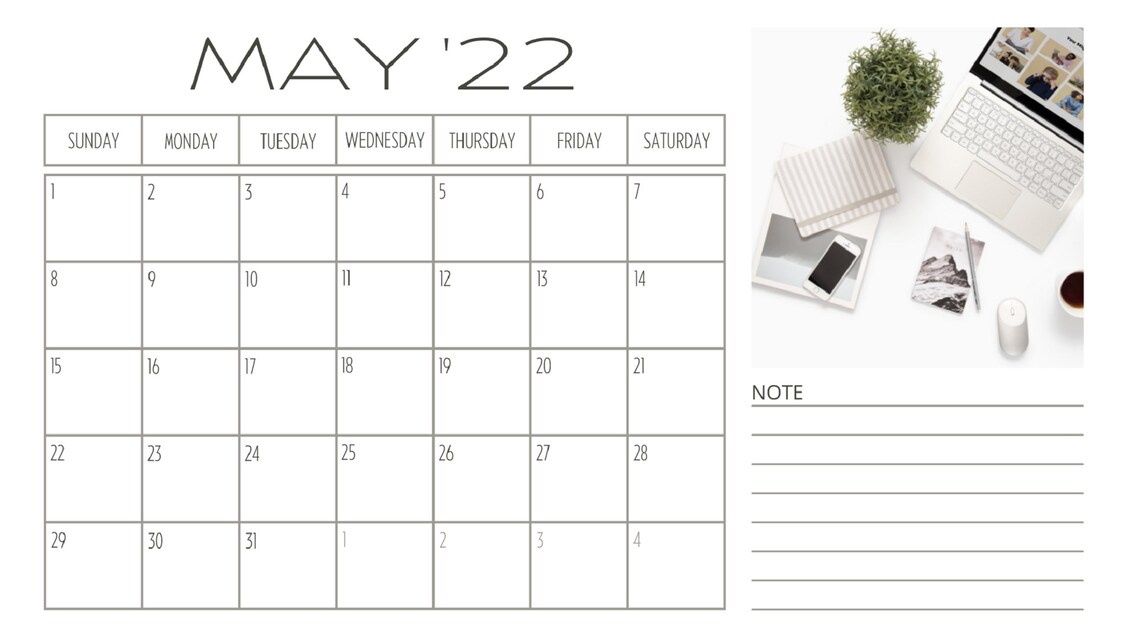 Printable Minimalist April May Calendar BONUS to Do List | Etsy