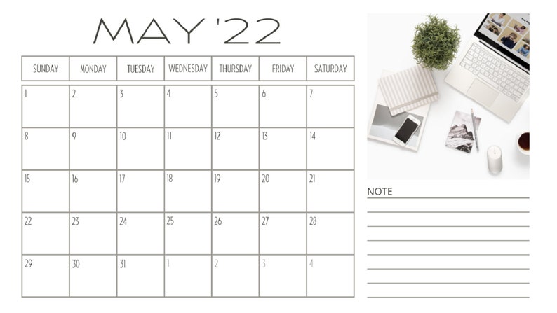 Printable Minimalist April May Calendar BONUS to Do List | Etsy
