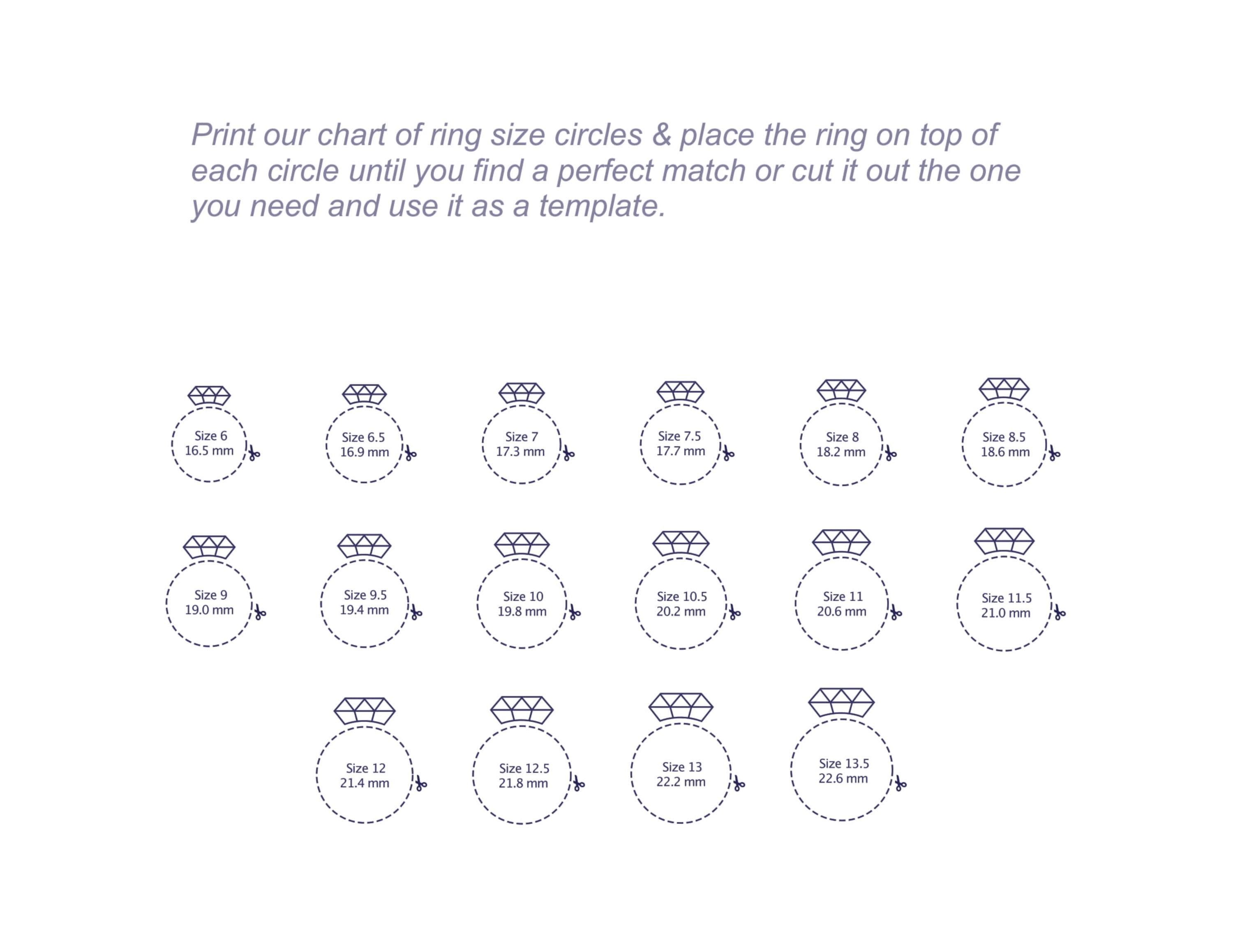 Printable Ring Size Chart: International Conversion Guide (digital ...