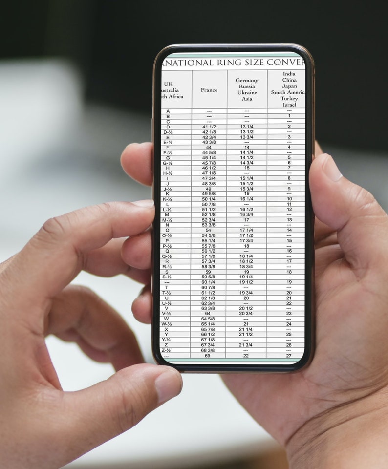International Ring Size Conversion Chart Printable Ring Size - Etsy Canada