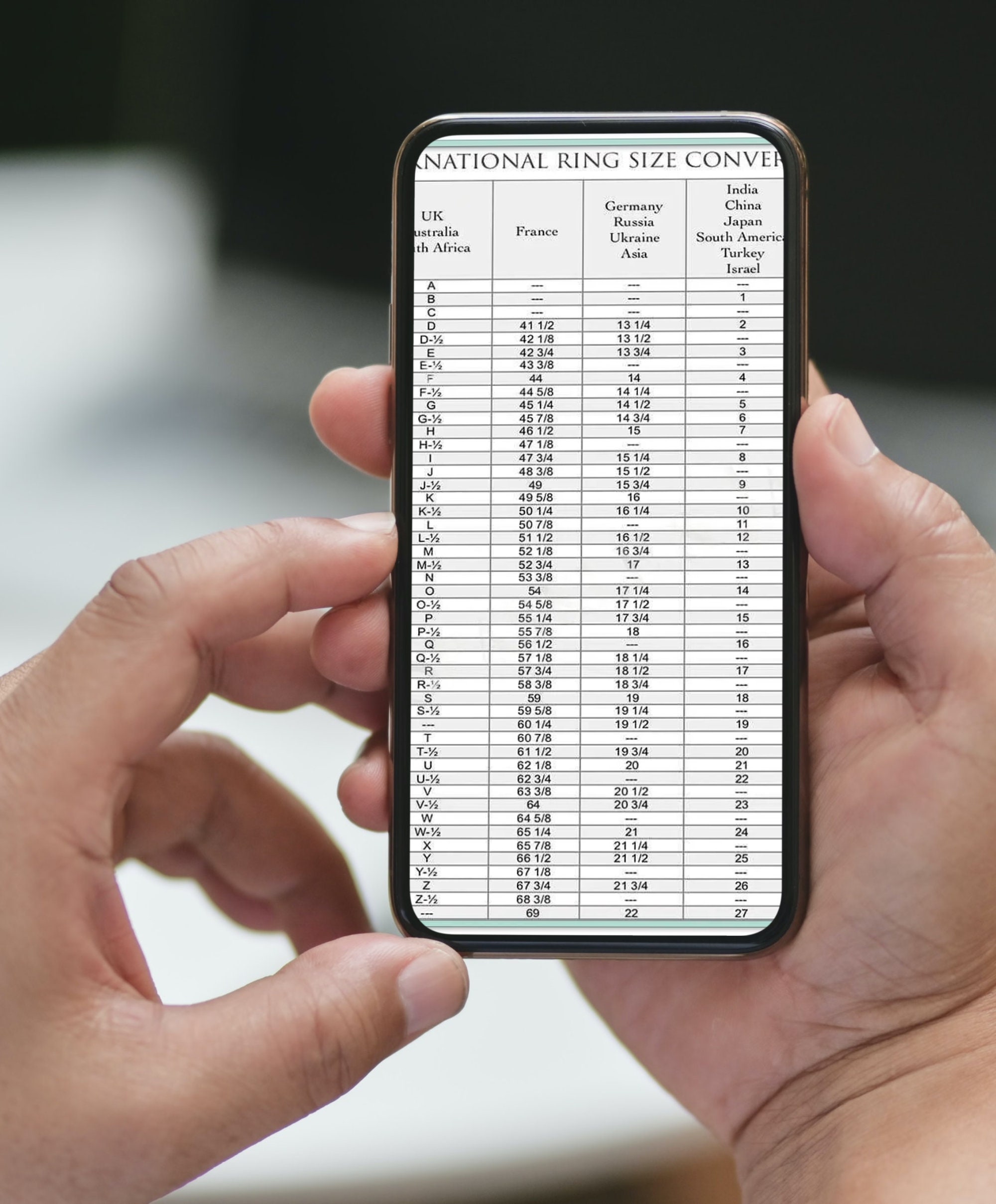 International Ring Size Conversion Chart Printable Ring Size - Etsy ...