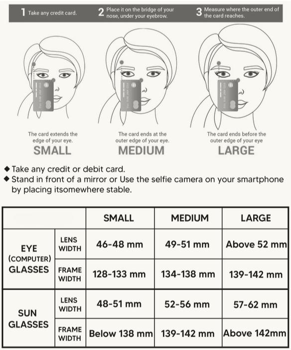 Eyeglass & Sunglass Sizer Chart: Frame, Lens, Temple Guide (instant ...