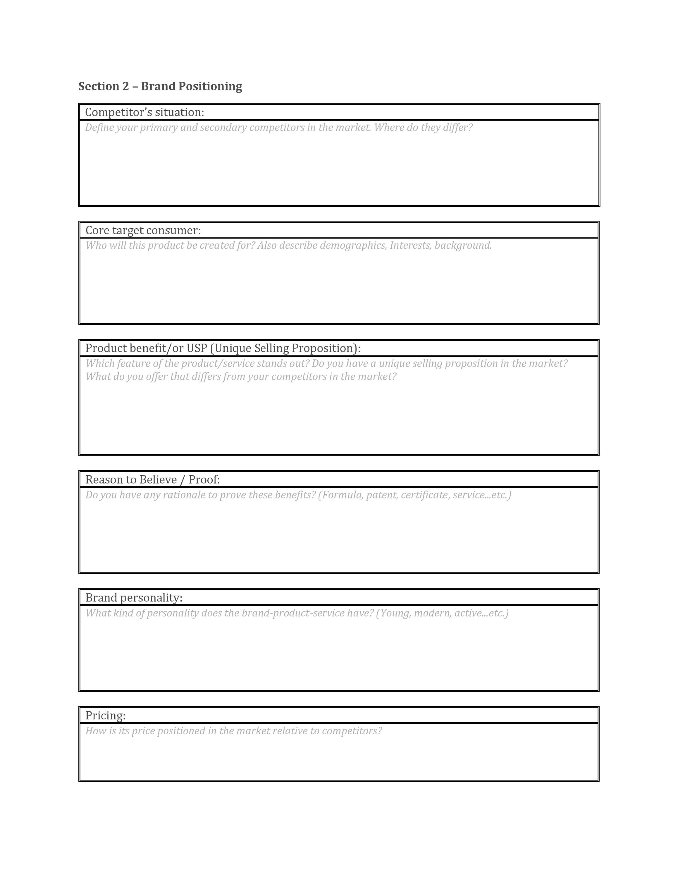 New Product Brief Template|product Brief Planner|product Design Brief ...