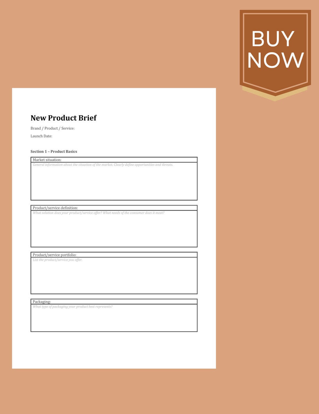 New Product Brief Template|product Brief Planner|product Design Brief ...