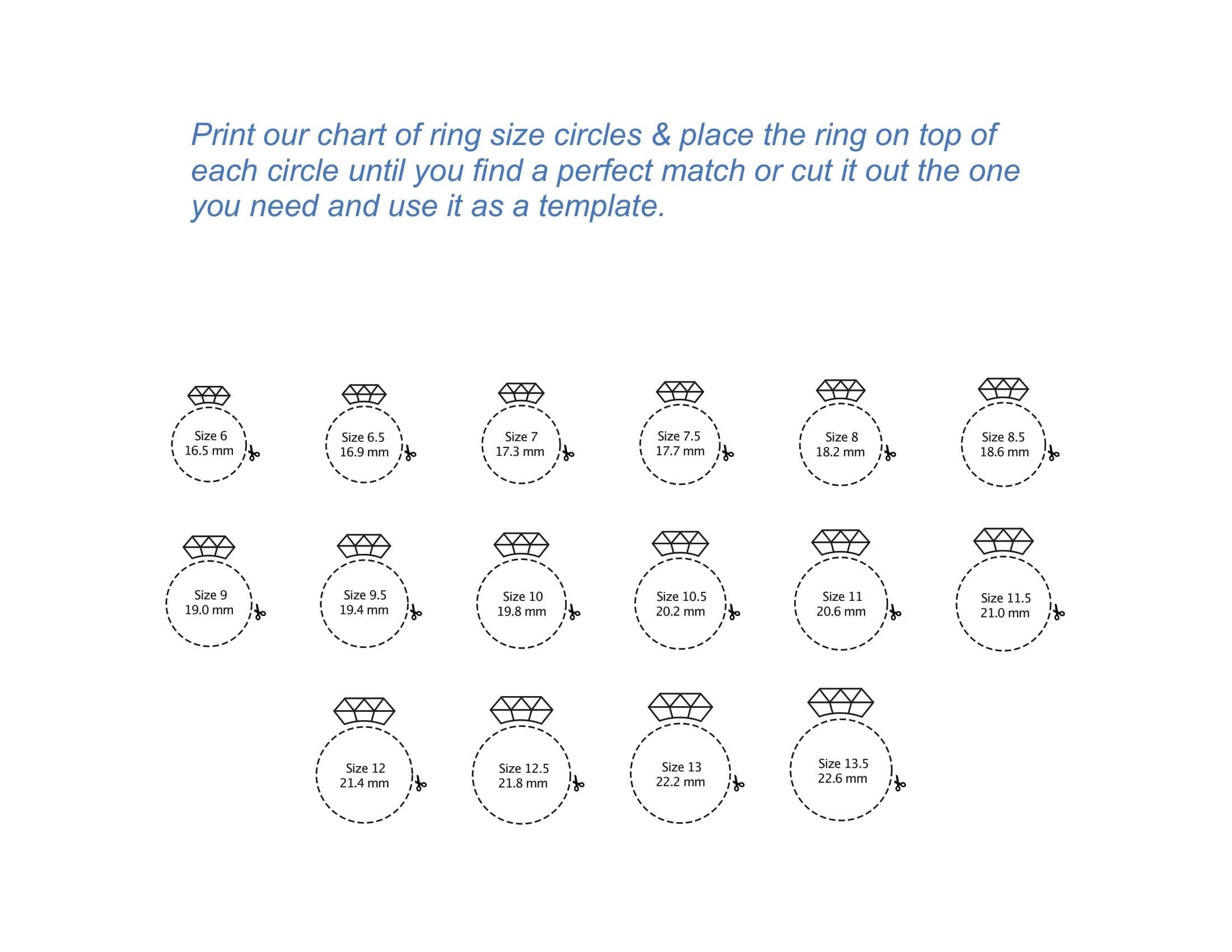 Printable Ring Size Chartring Size Finderring Sizing Guide Toolinternational Ring Size Conversiongift Ring Sizerinstant Easy Download Etsy