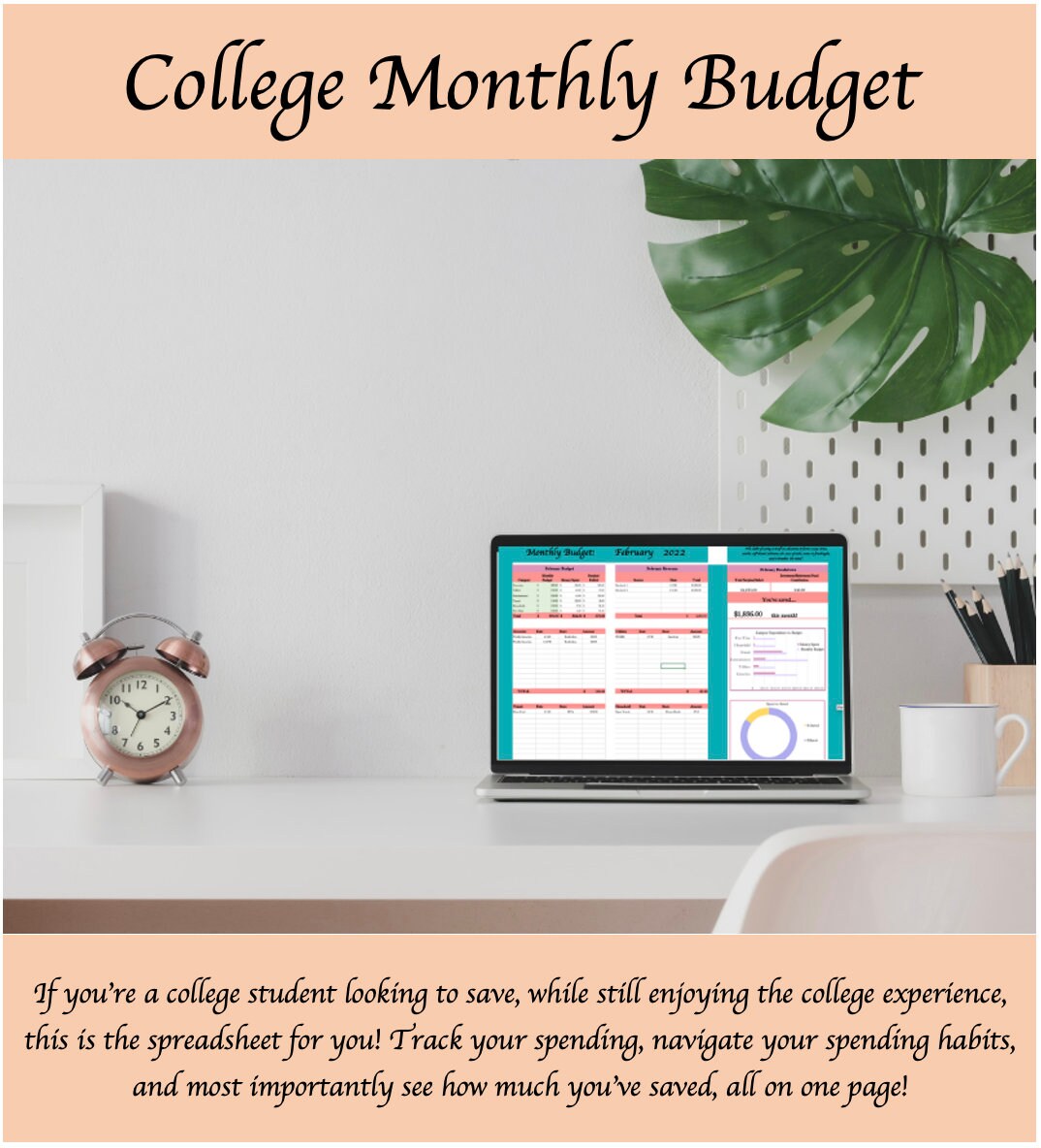 Monthly Budget Template: College Edition | Savings Tracker | 2022 ...