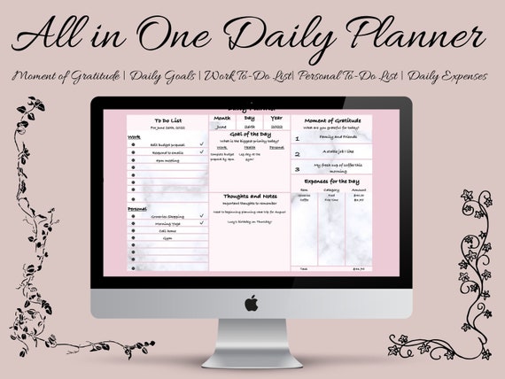 Daily Planner All in One Template Digital daily Expenses - Etsy