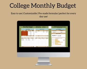 Monthly Budget Template: College Edition | Savings Tracker | 2022 ...
