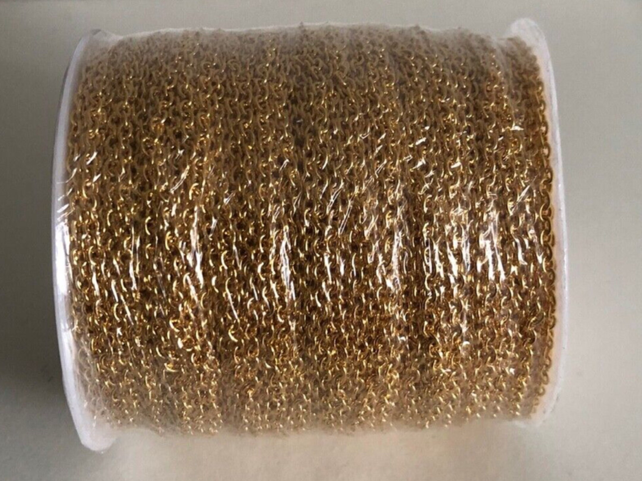 Bulk SALE One Spool 100 Meters Bulk Chains. Gold Brass Cable Chains ...