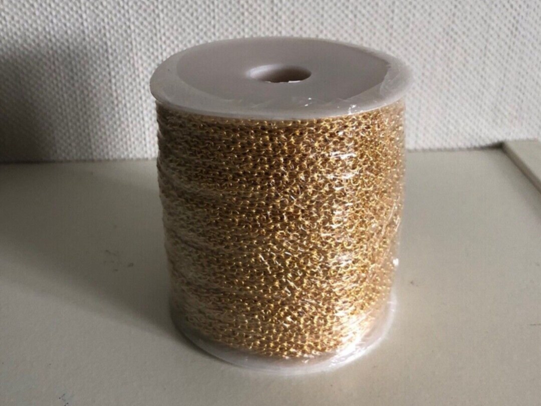 Bulk SALE One Spool 100 Meters Bulk Chains. Gold Brass Cable Chains ...