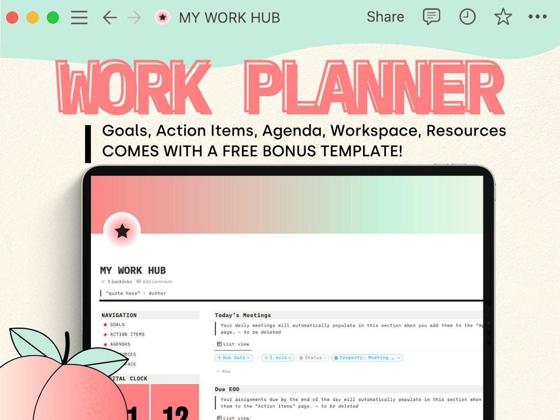 Notion Work Hub // Notion Template // Work Planner - Etsy Canada