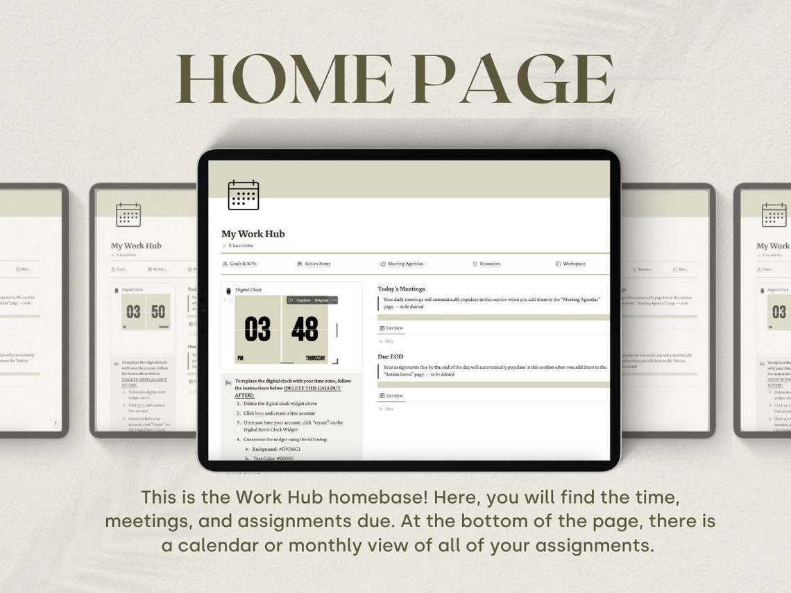 Notion Work Hub // Notion Template // Notion Work Planner - Etsy