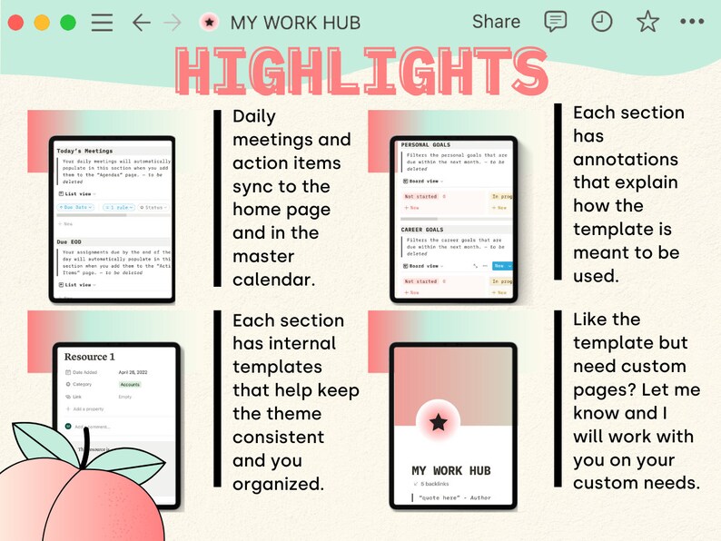 Notion Work Hub // Notion Template // Work Planner - Etsy Canada