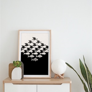 M.C. Escher Sky and Water Print, Optical Illusion Art (digital Download ...