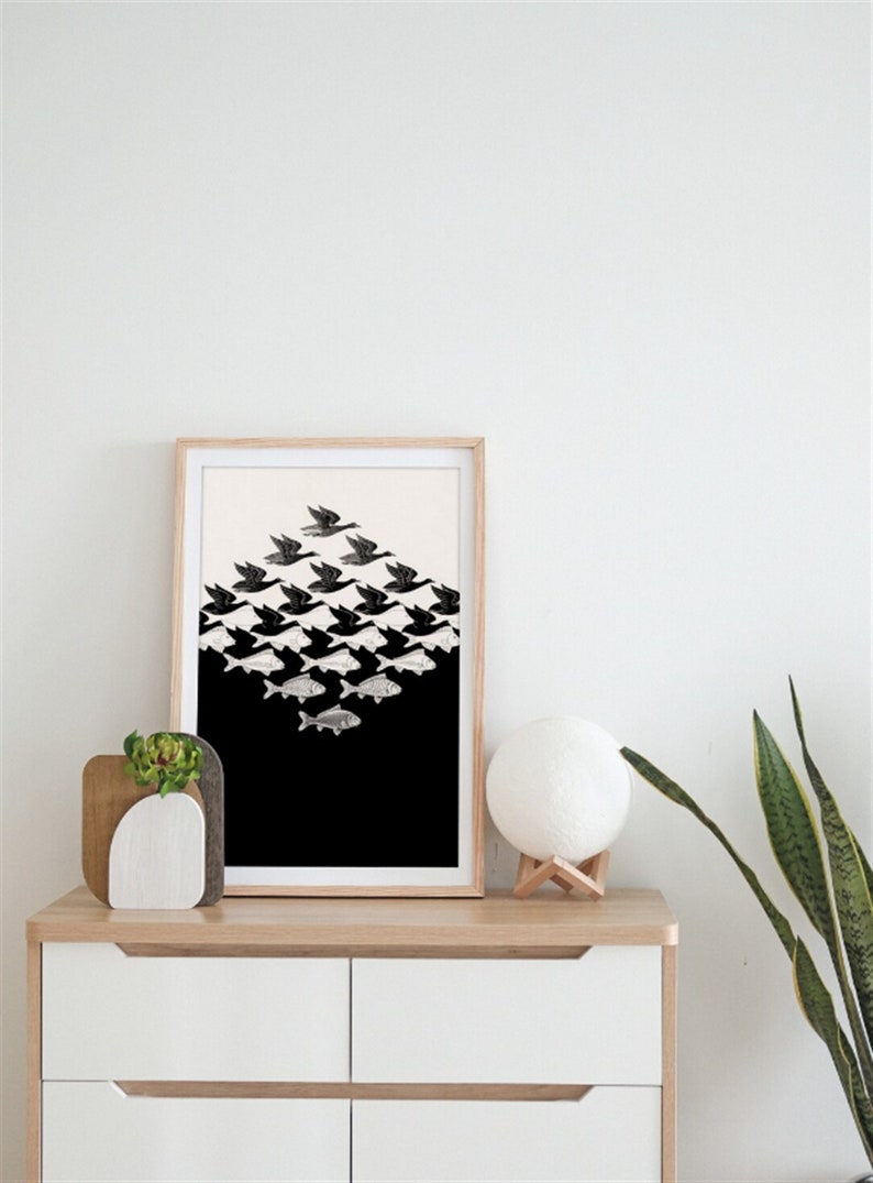 M.C. Escher Sky and Water Print, Optical Illusion Art (digital Download ...