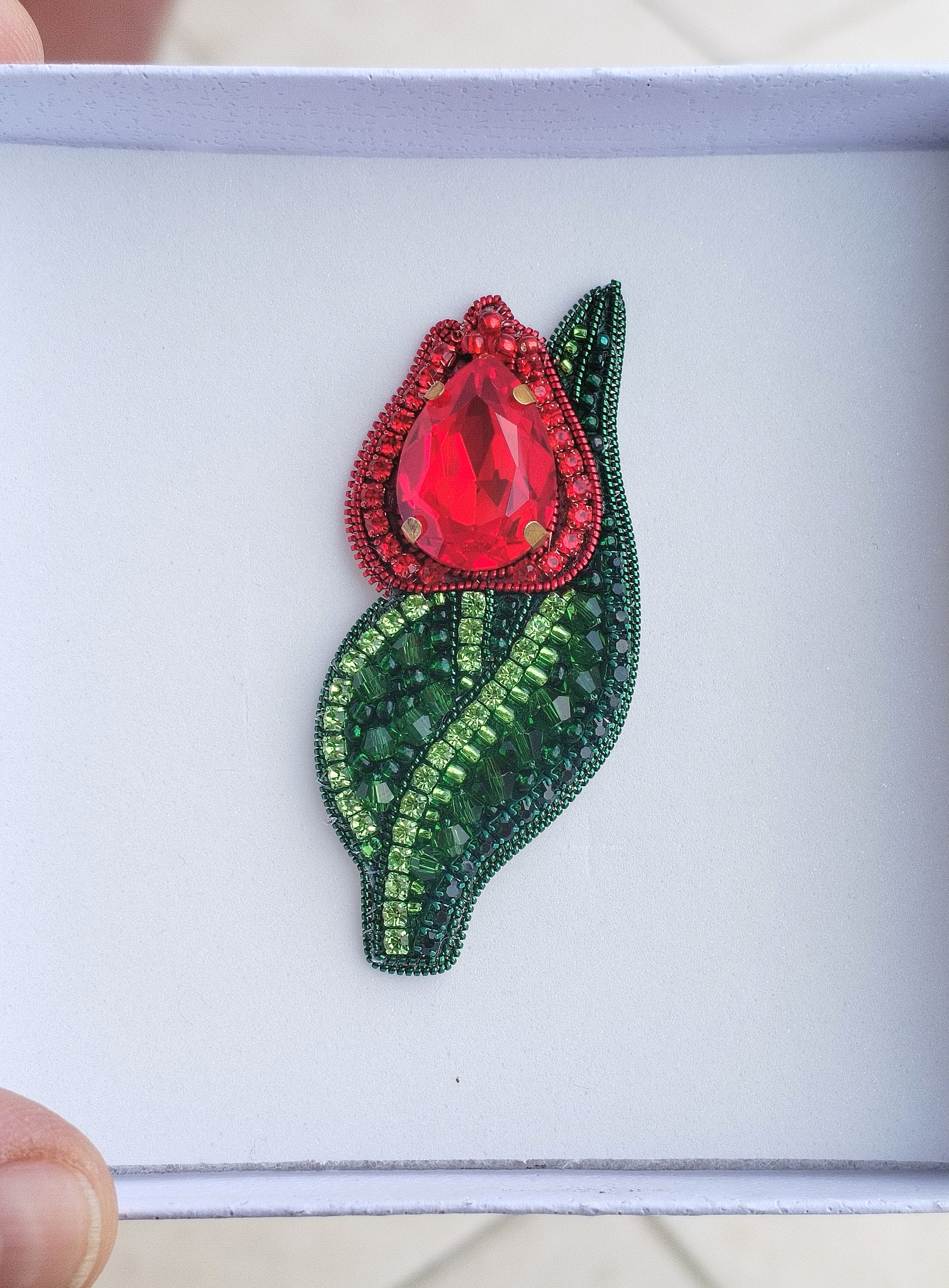 Spring Tulip Embroidered Brooch, Beadembroidery, Beaded Brooch, Tulip ...