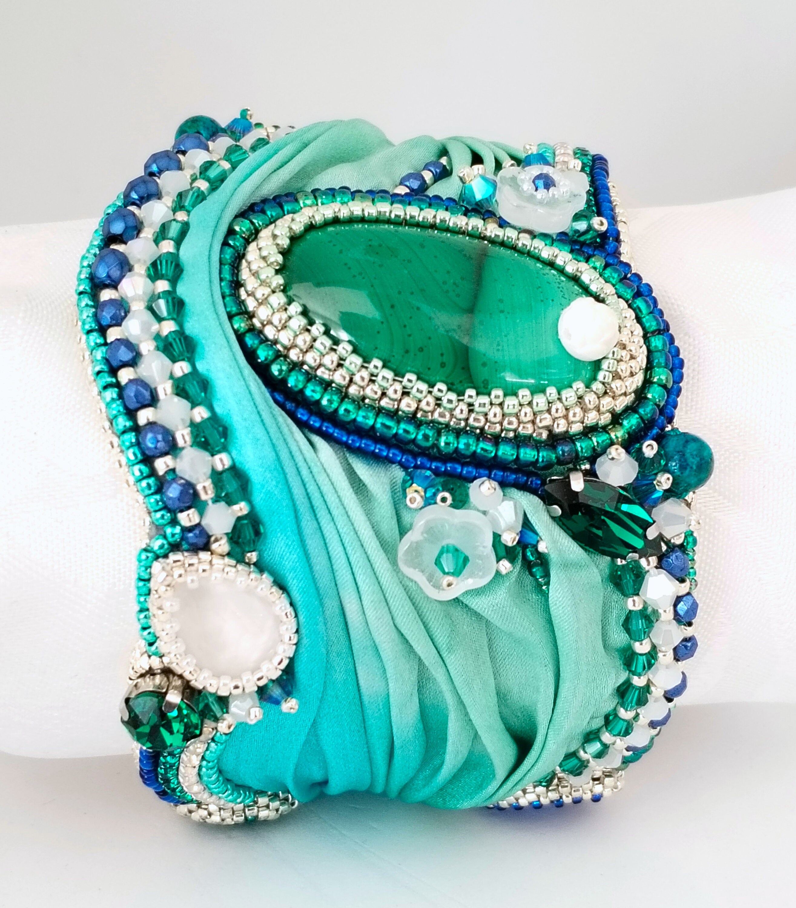 DIY-KIT Blue Lagoon Shibori Cuff KIT, Beadembroidery Supply and ...