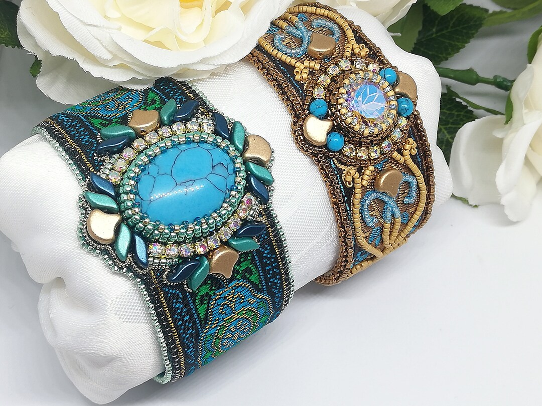 DIY-KIT Beadembroidery KIT, Embroidery Supply, Brocade Beaded Cuff ...