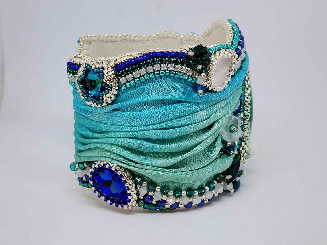 DIY-KIT Blue Lagoon Shibori Cuff KIT, Beadembroidery Supply and ...