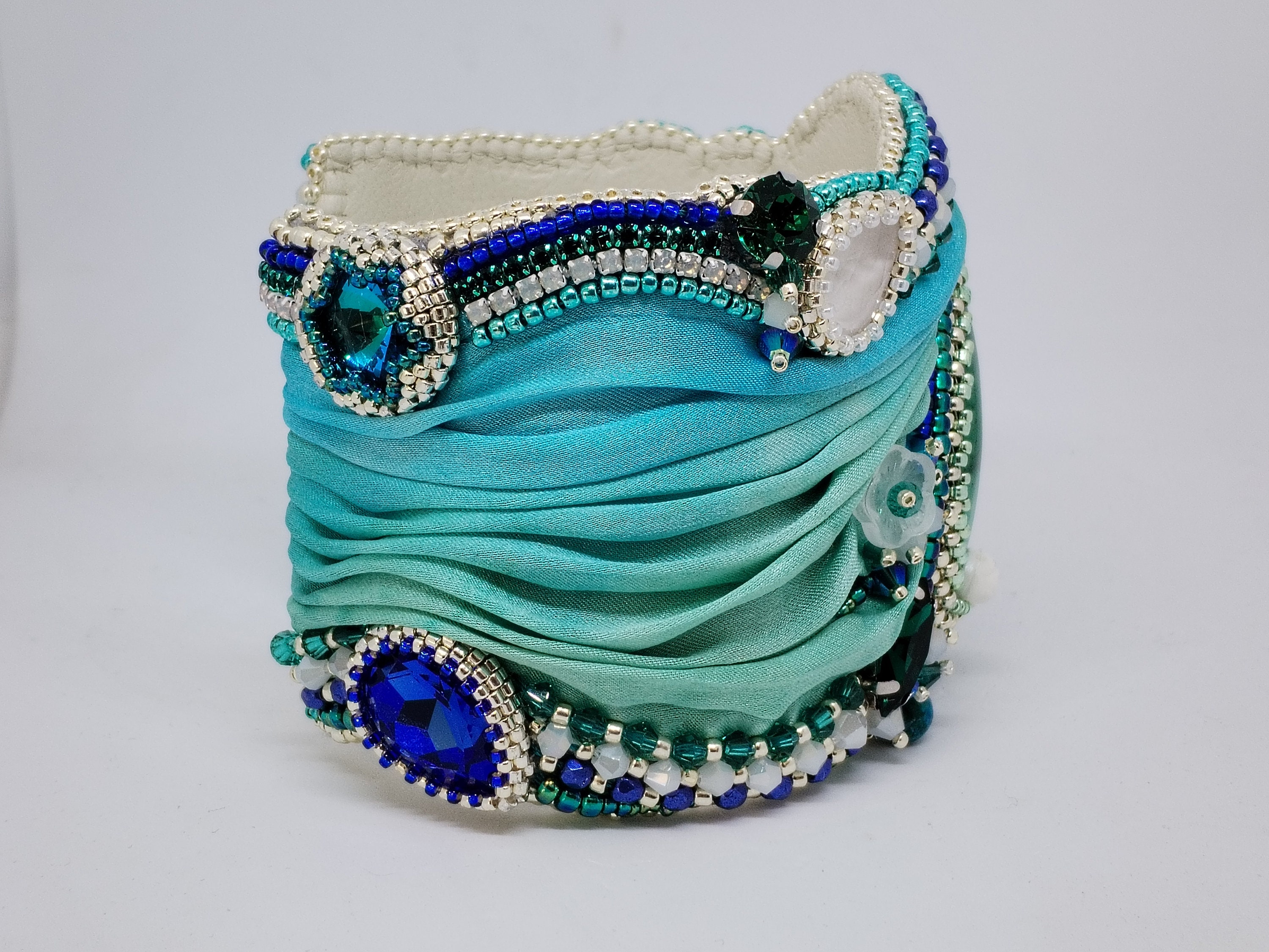 DIY-KIT Blue Lagoon Shibori Cuff KIT, Beadembroidery Supply and ...