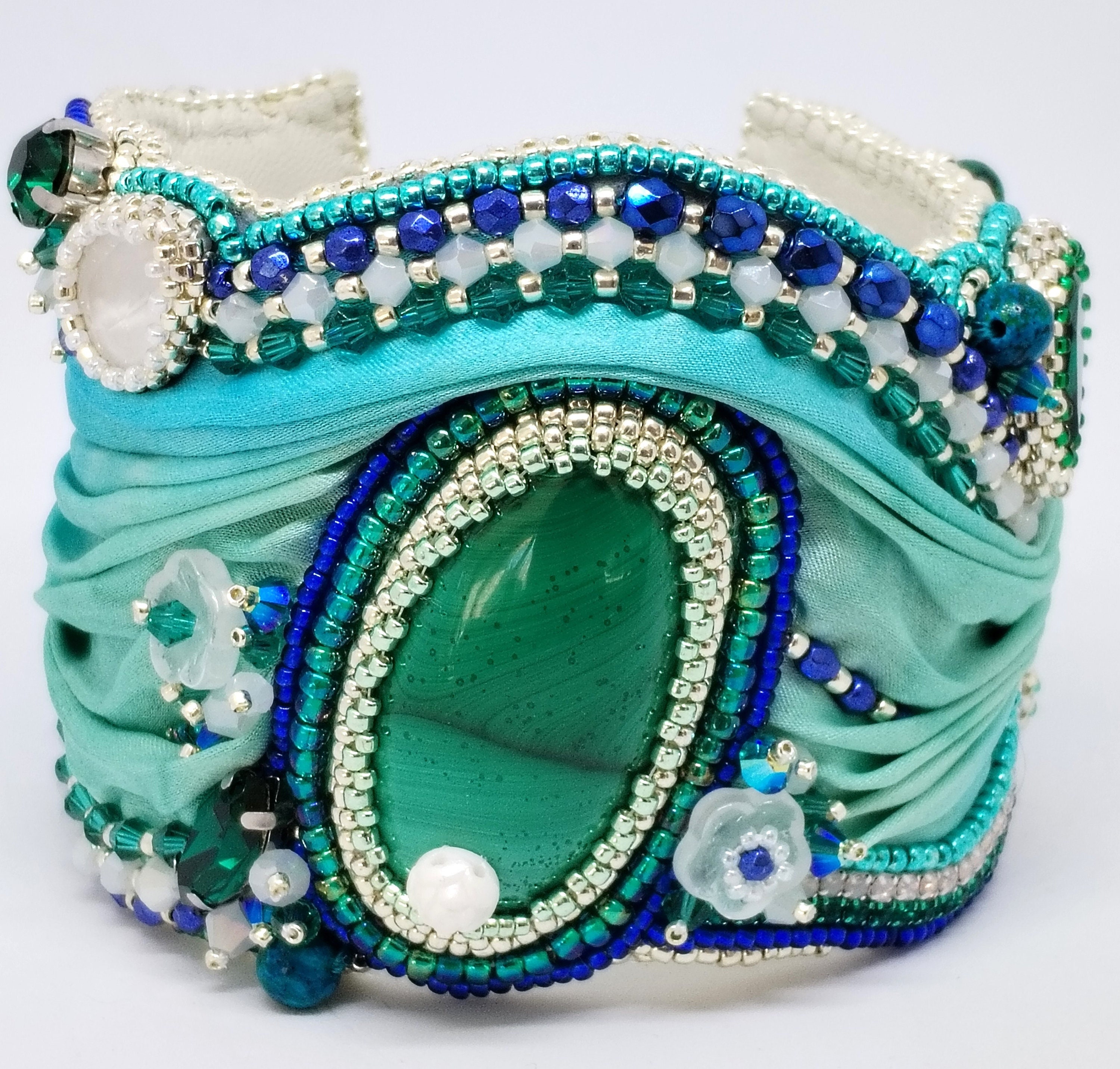 DIY-KIT Blue Lagoon Shibori Cuff KIT, Beadembroidery Supply and ...