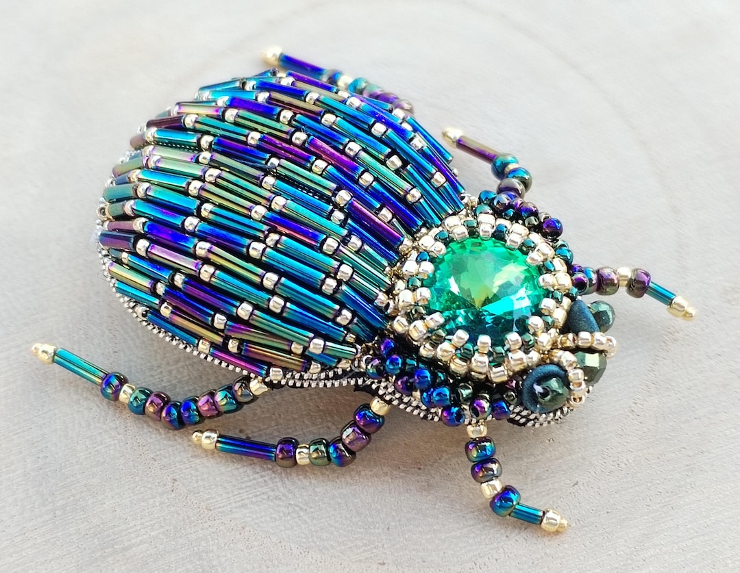 DIY-KIT Scarab Brooch: Bead Embroidery Kit, Pdf Tutorial and Materials ...