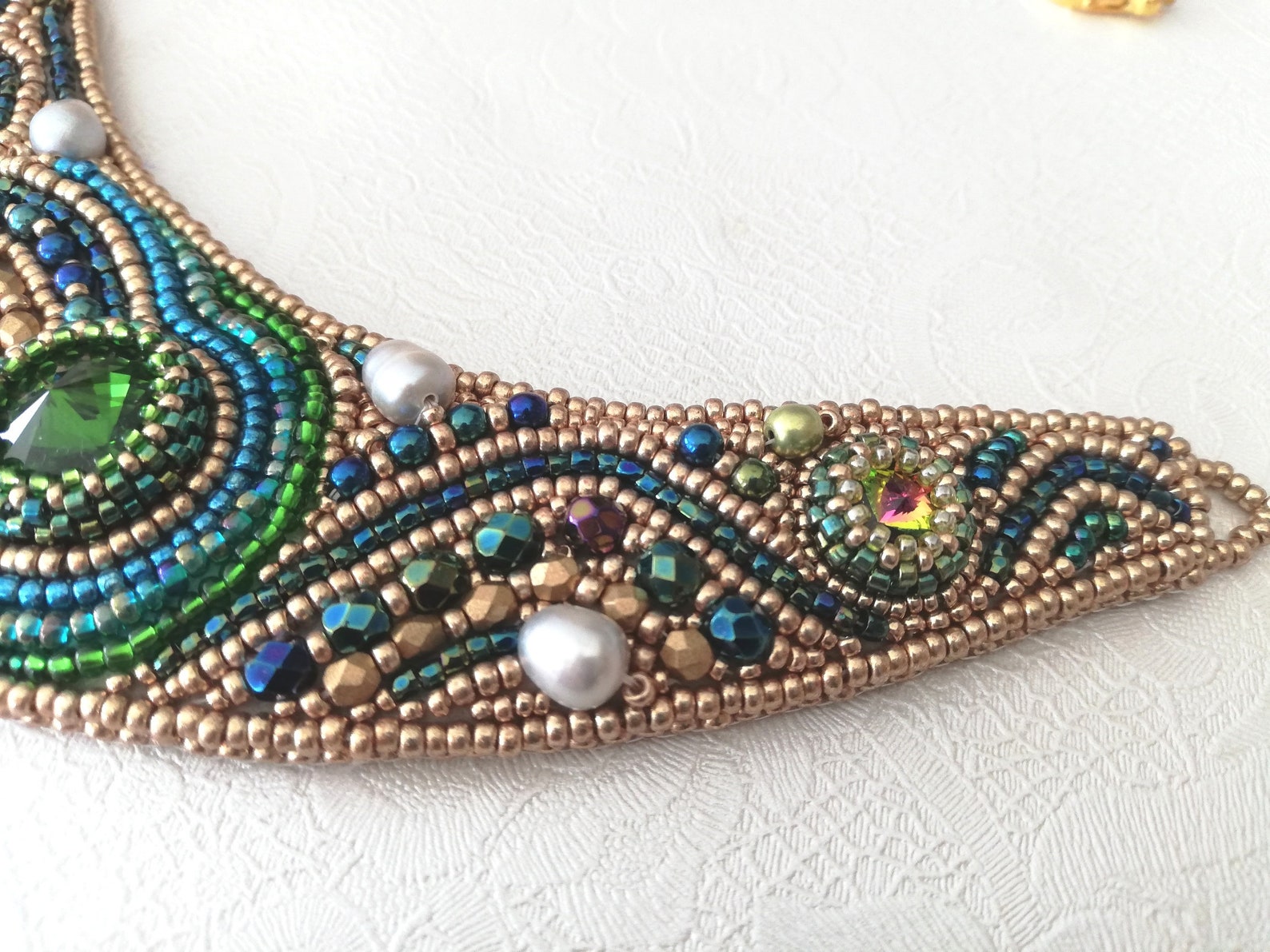 The Waves of the Sea Shibory Neckpiece, OOAK Statement Necklace ...