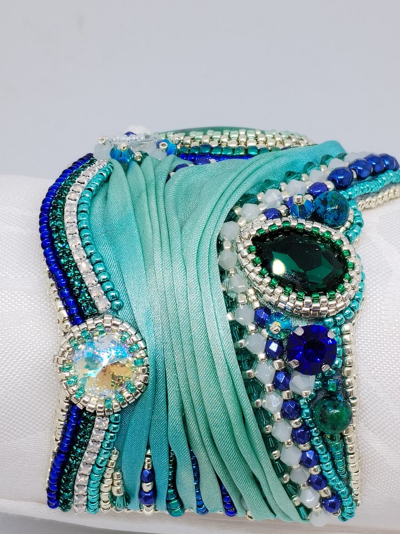 DIY-KIT Blue Lagoon Shibori Cuff KIT, Beadembroidery Supply and ...