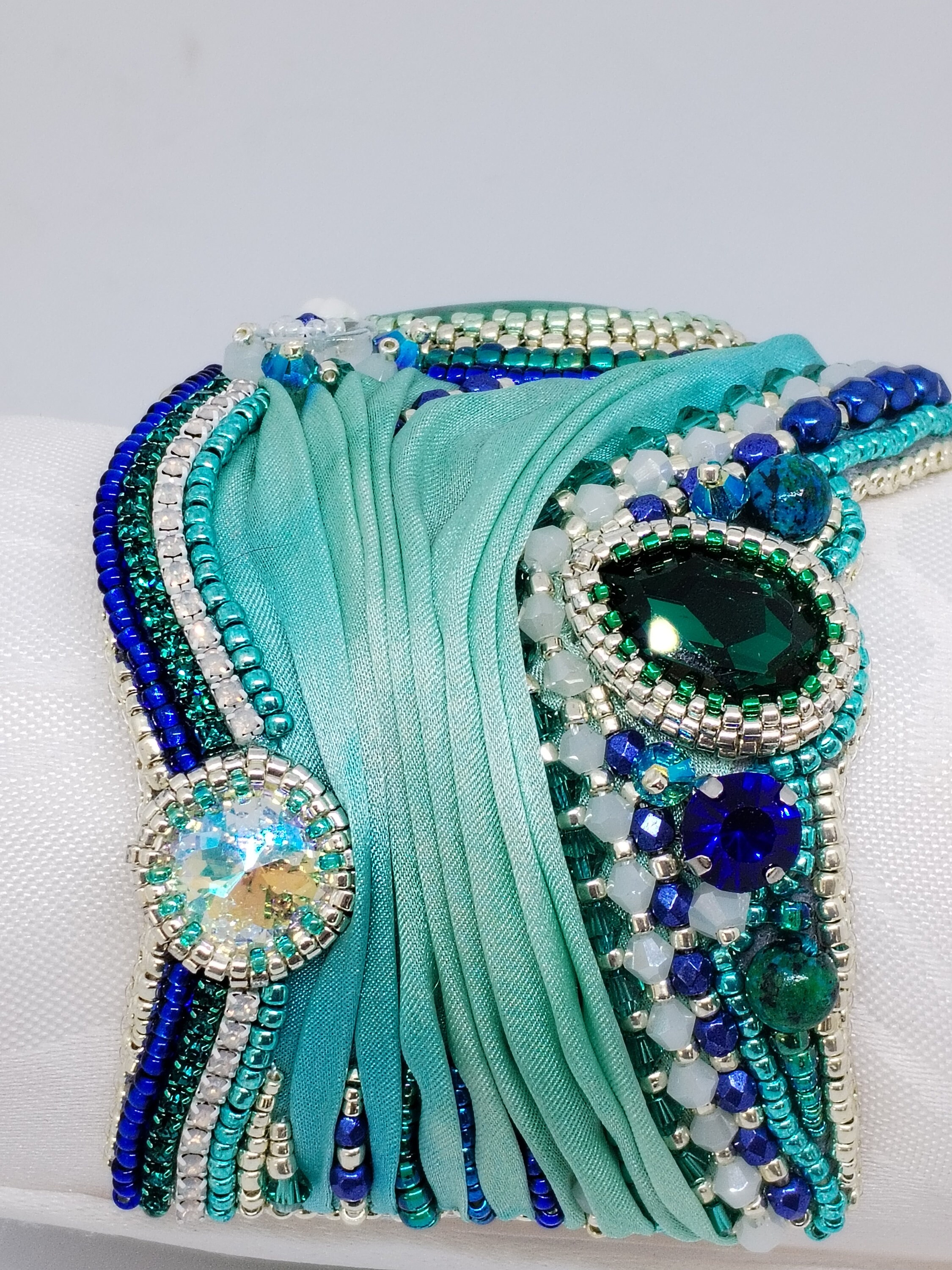 DIY-KIT Blue Lagoon Shibori Cuff KIT, Beadembroidery Supply and ...