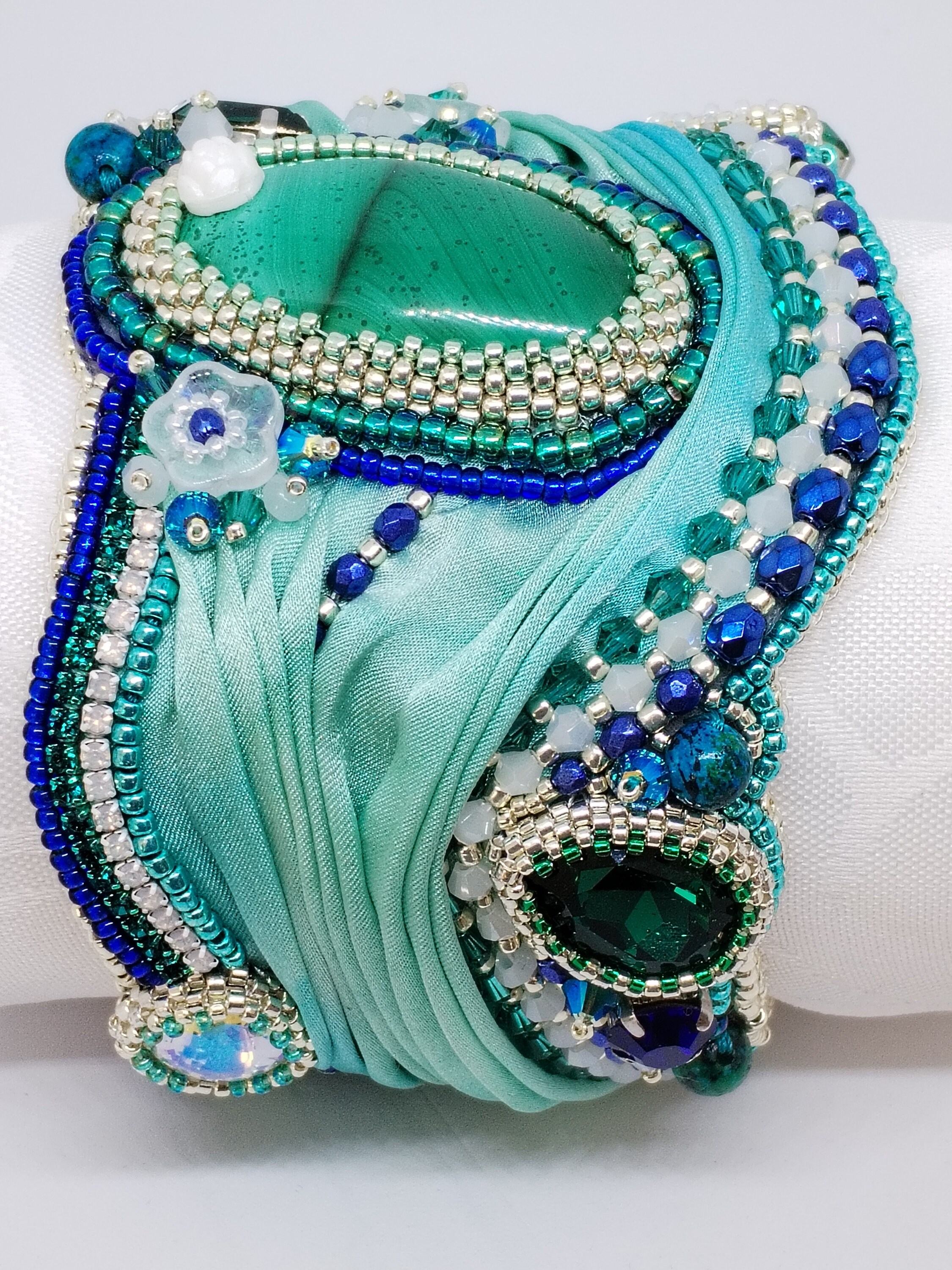 DIY-KIT Blue Lagoon Shibori Cuff KIT, Beadembroidery Supply and ...