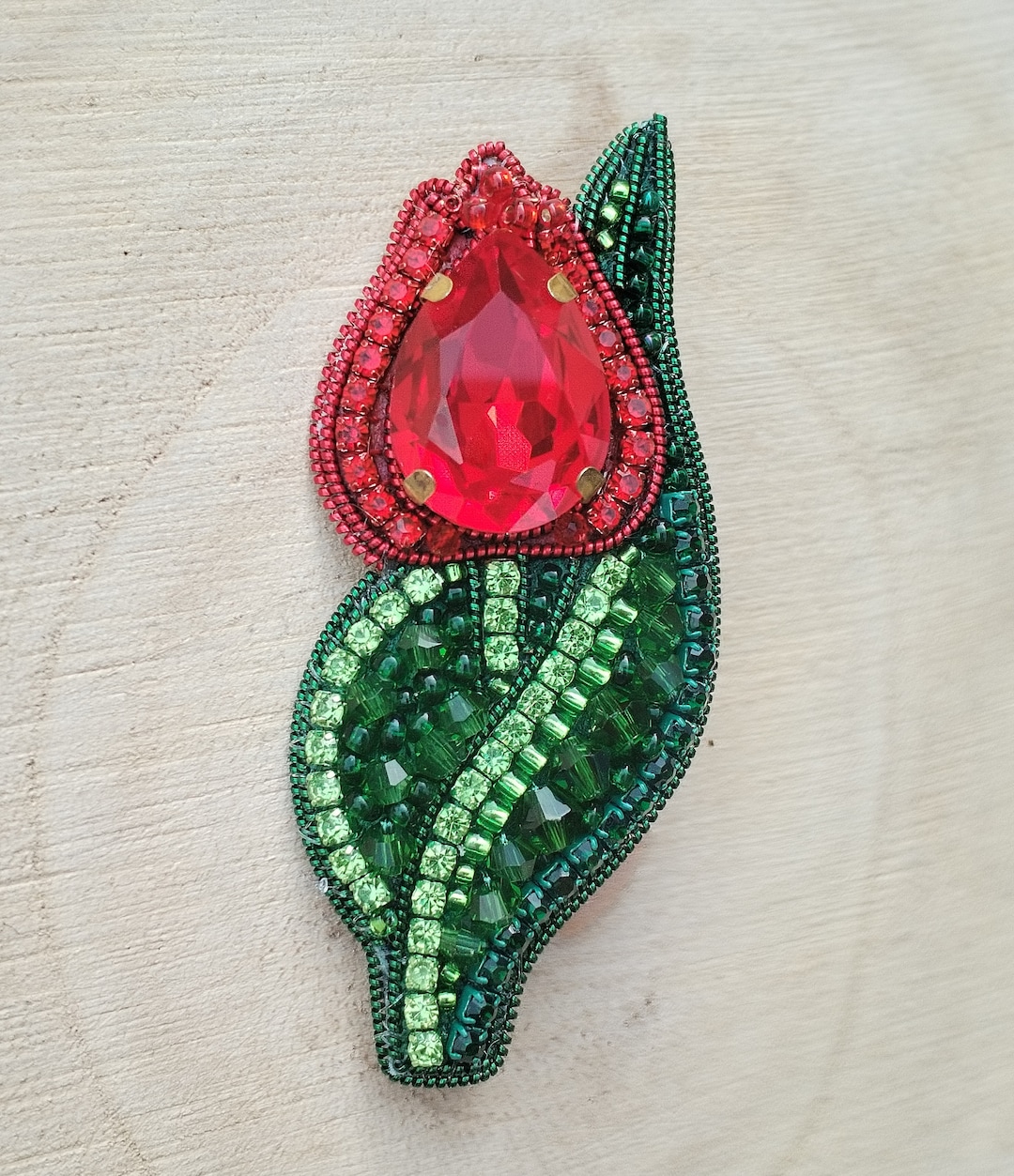 Spring Tulip Embroidered Brooch, Beadembroidery, Beaded Brooch, Tulip ...