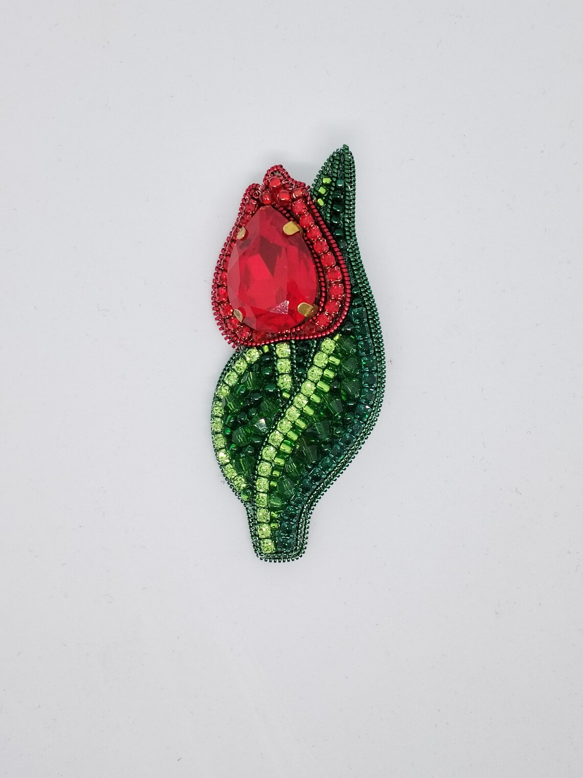Spring Tulip Embroidered Brooch, Beadembroidery, Beaded Brooch, Tulip ...