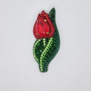 Spring Tulip Embroidered Brooch, Beadembroidery, Beaded Brooch, Tulip ...