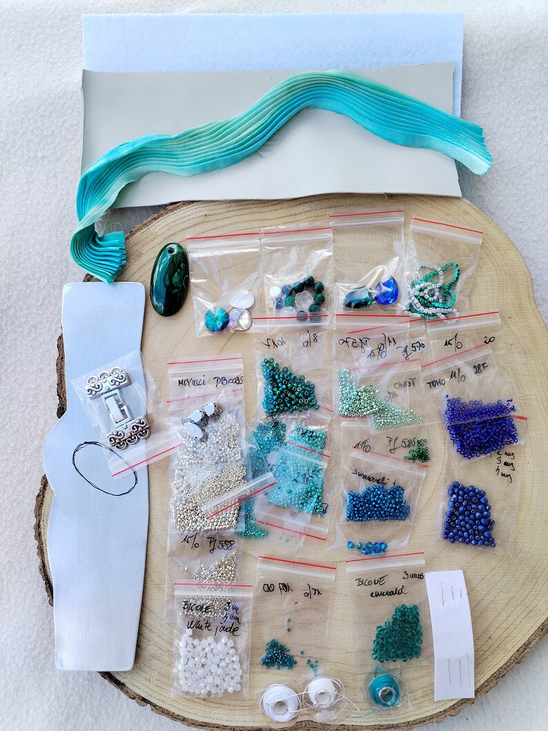 DIY-KIT Blue Lagoon Shibori Cuff KIT, Beadembroidery Supply and ...
