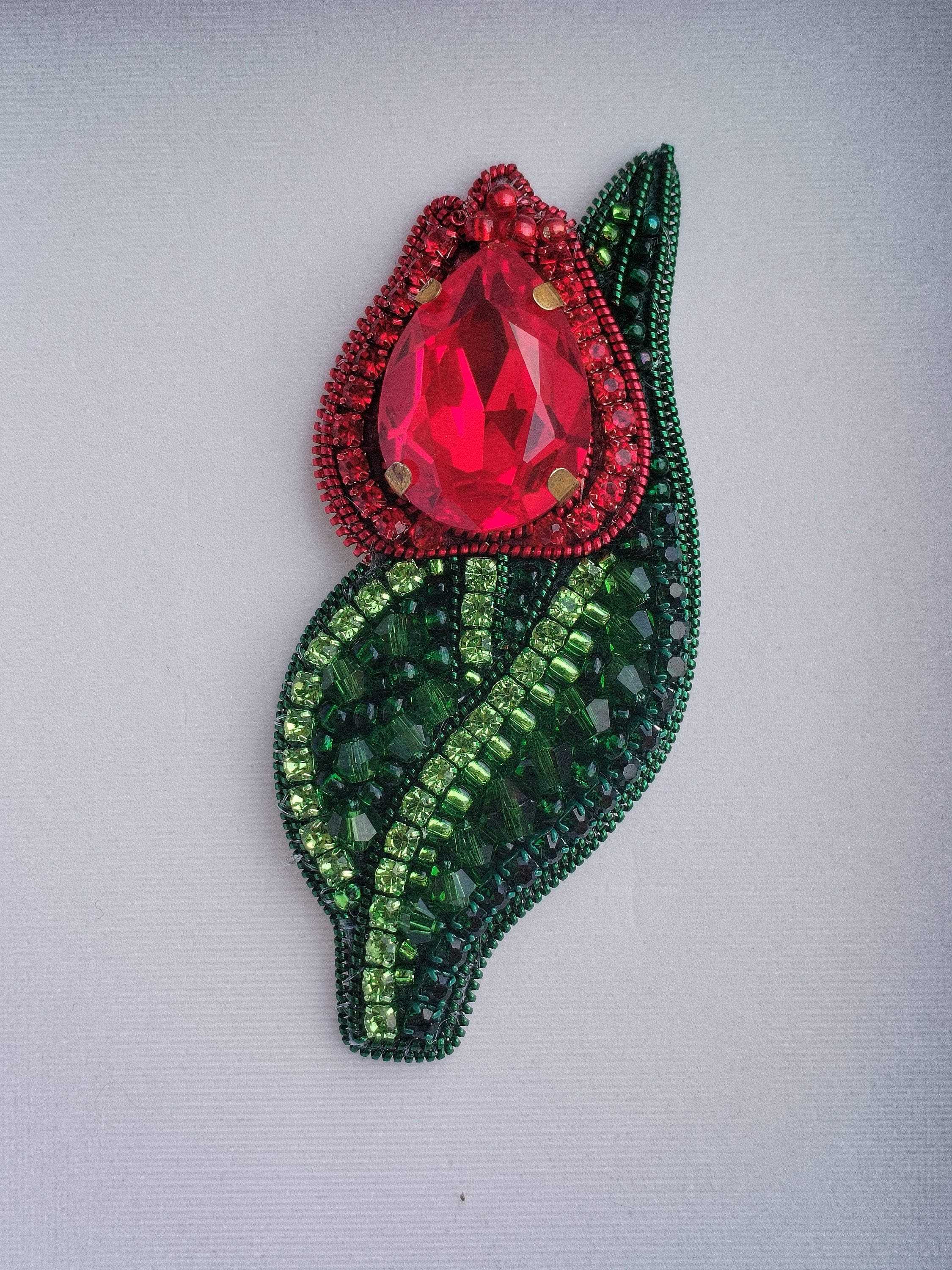 Spring Tulip Embroidered Brooch, Beadembroidery, Beaded Brooch, Tulip ...