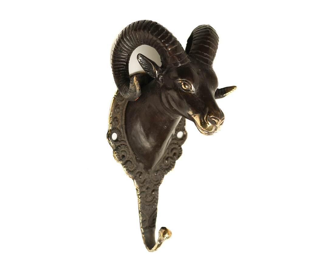 Goat Brass Hook, Bronze Hook, Animal Hook 7 Inch / 17 Cm, Bronze Statue ...