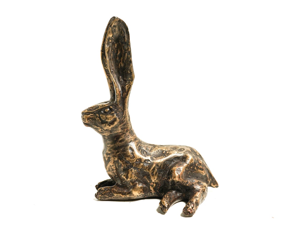 Rabbit Bronze Statue 7 Inch / 18 Cm, Rabbit Figurine, Housewarming ...