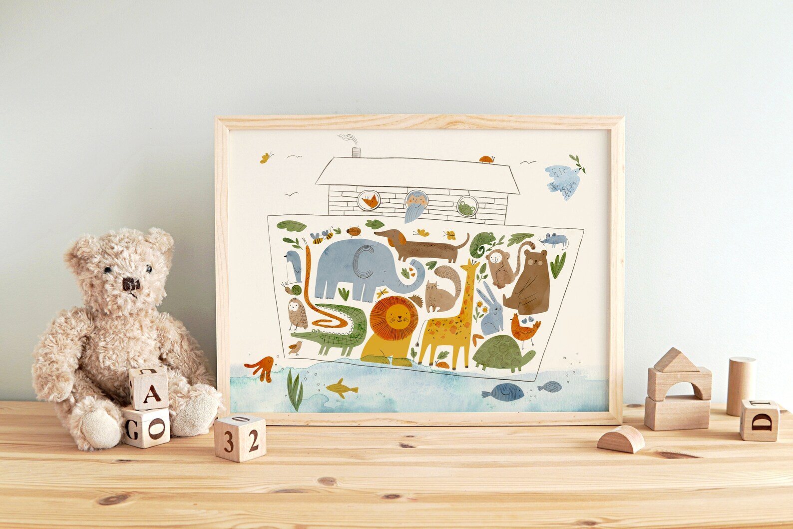 Modern Noah's Ark Nursery Printable, INSTANT DOWNLOAD, Biblical ...