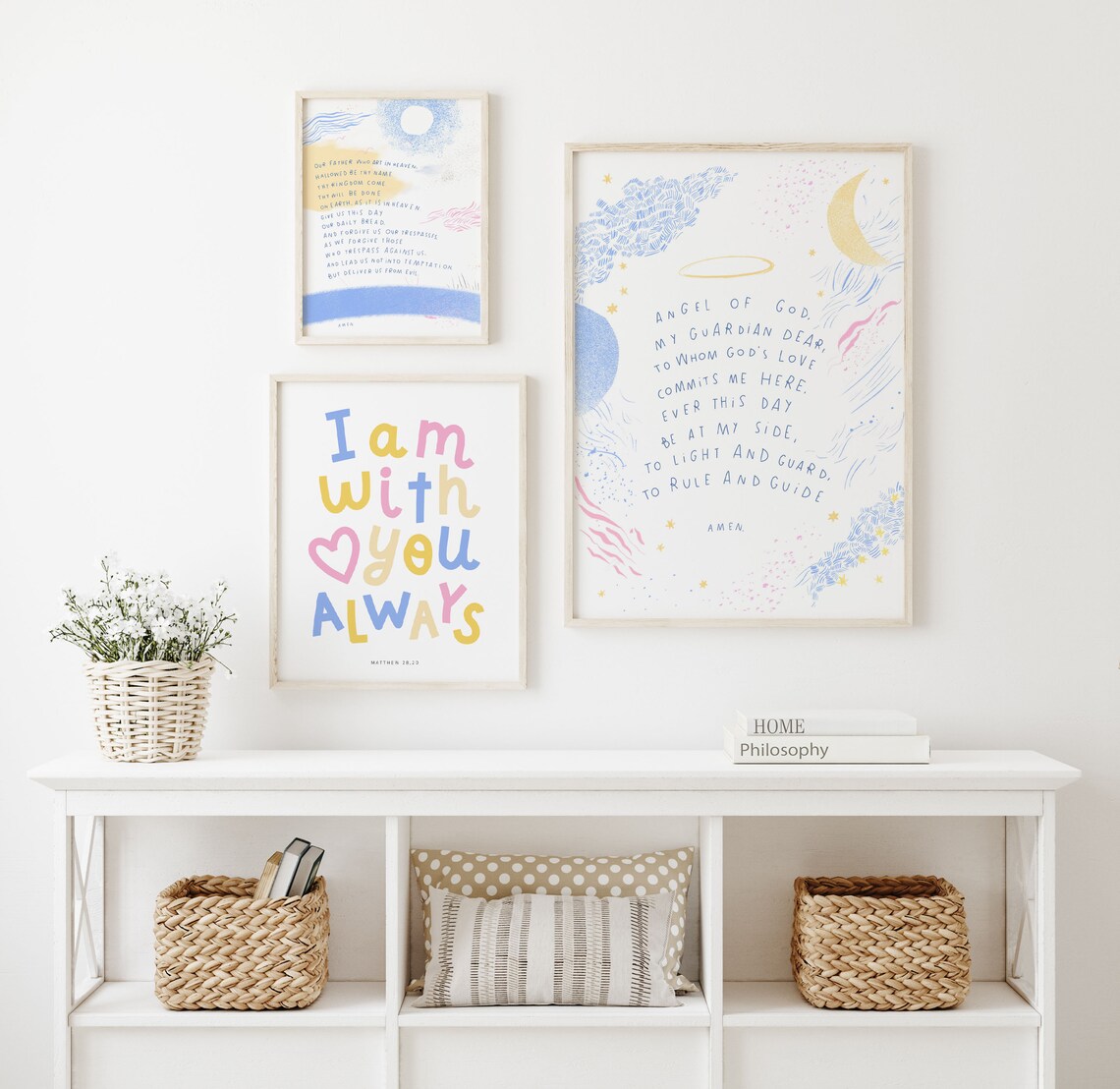 Kid's Prayer Printable, Set of 3 Poster Nursery, Angel of God, the ...