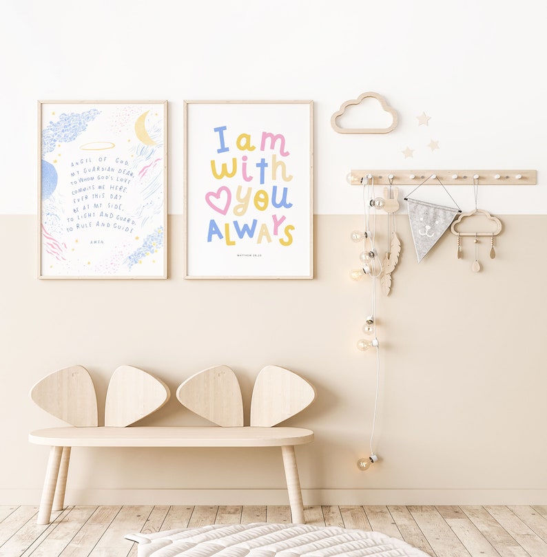 Kid's Prayer Printable, Set of 3 Poster Nursery, Angel of God, the ...