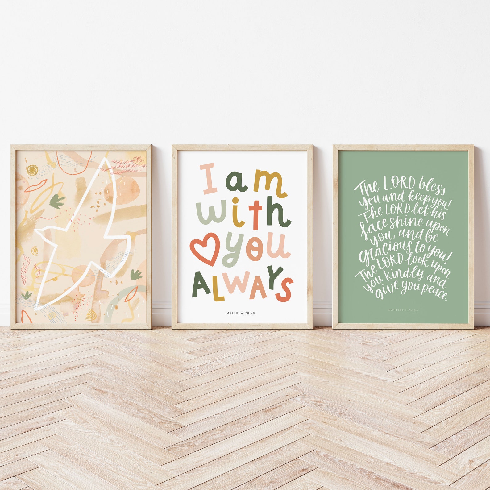 Set of 3 Christian Posters, Pastel Colors, Holy Spirit Poster, Blessing ...