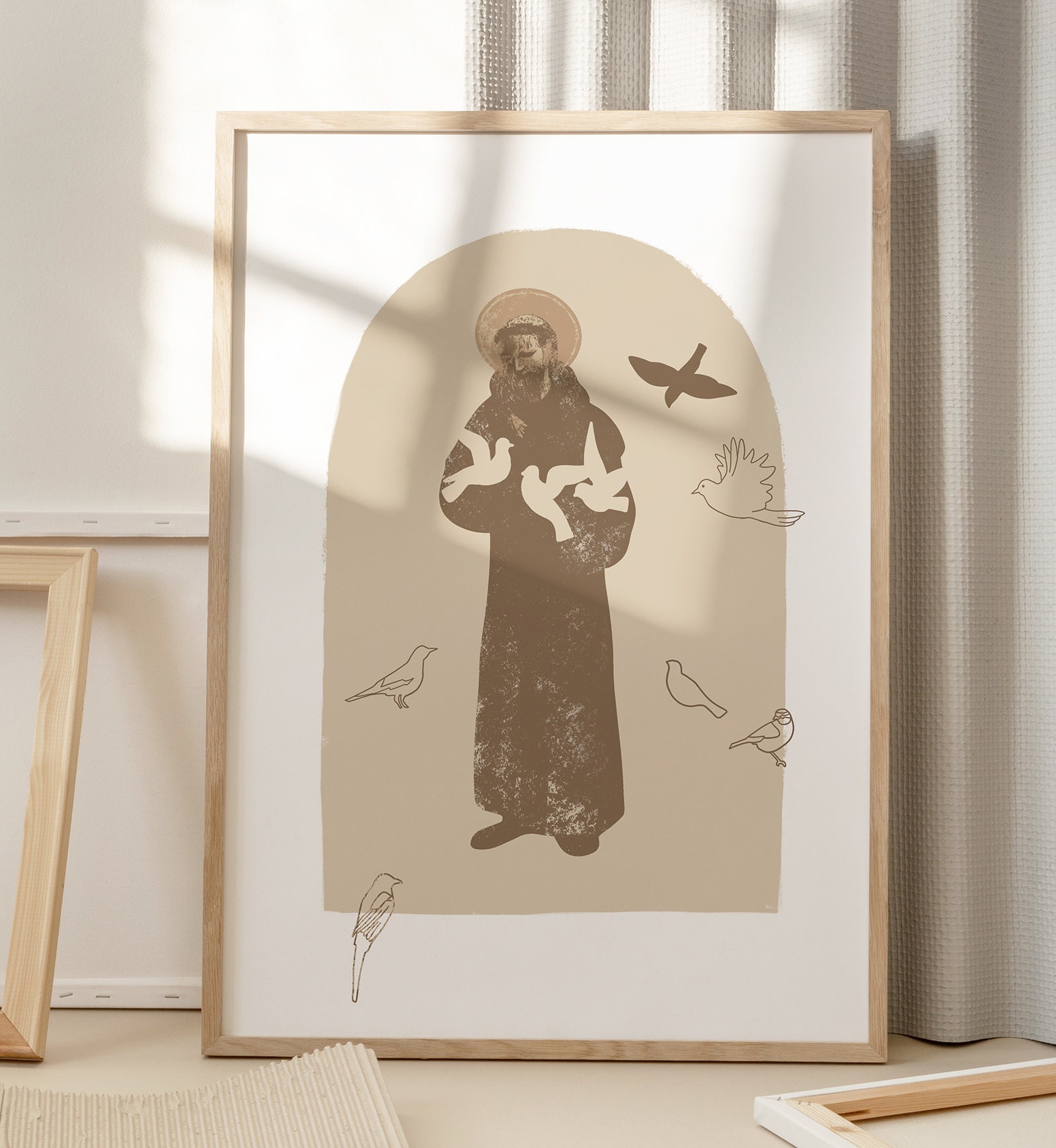Saint Francis of Assisi Illustration, Saint Portrait Printable, INSTANT ...