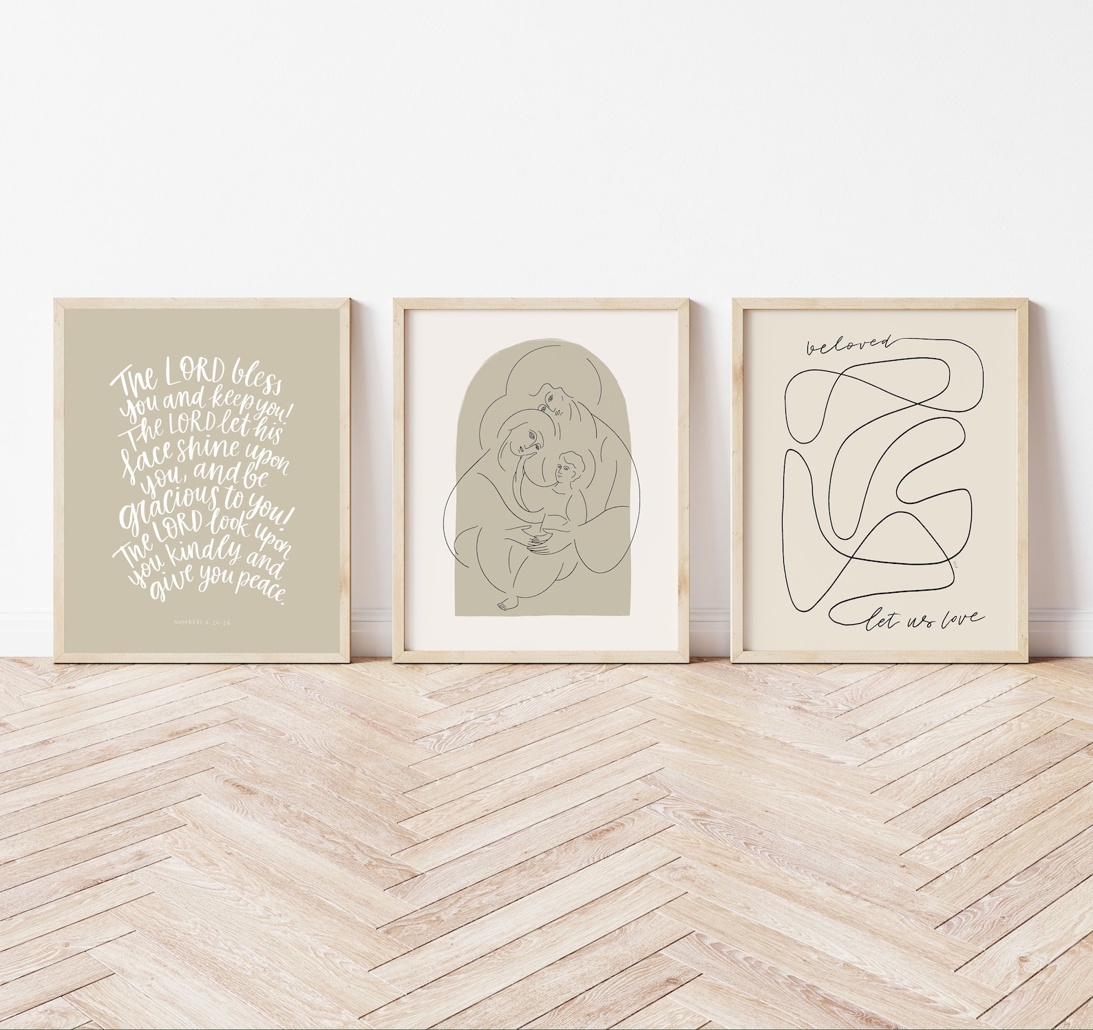 Set of 3 Modern Christian Posters, Warm Colour, Holy Family ...