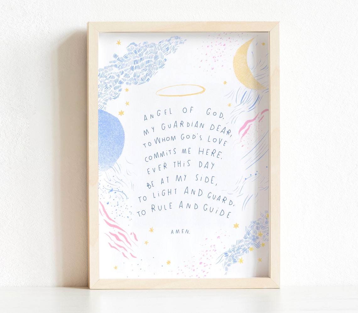 Kid's Prayer Printable, Set of 2 Poster Angel of God and the Lords ...