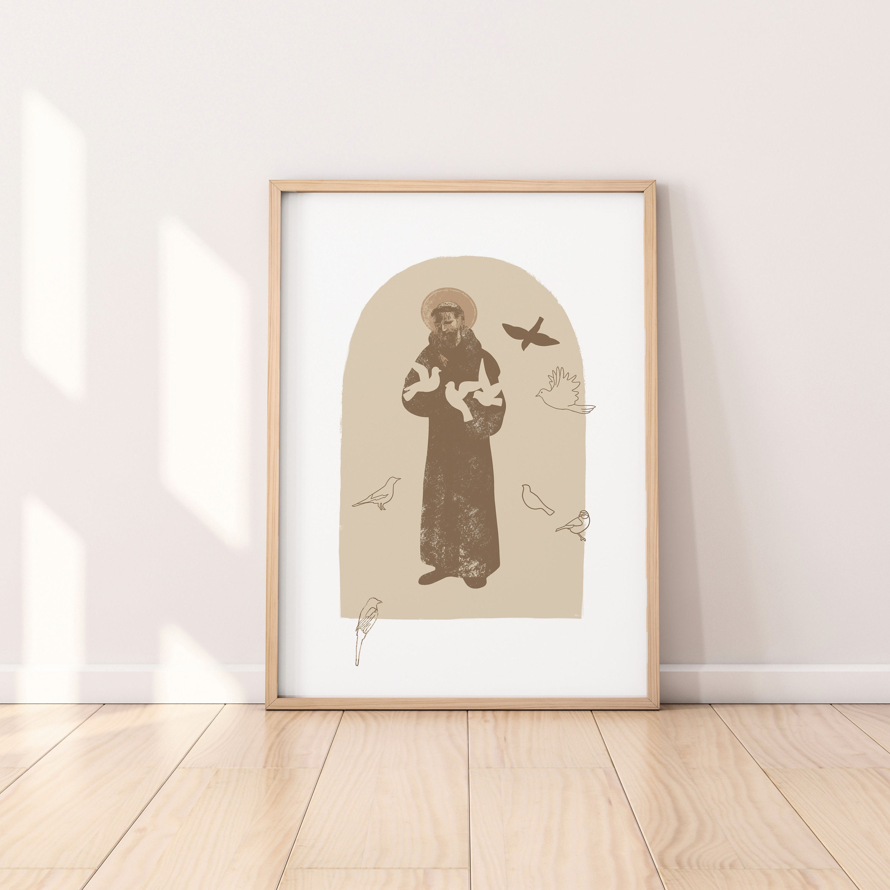 Saint Francis of Assisi Illustration, Saint Portrait Printable, INSTANT ...