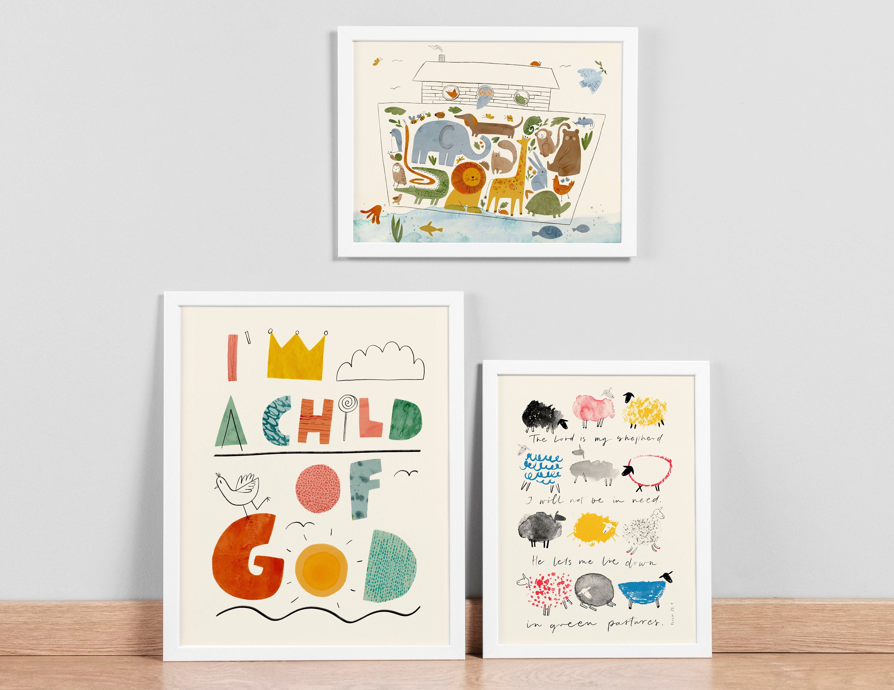 Set of 3 Christian Nursery Wall Art Printable Illustration I - Etsy