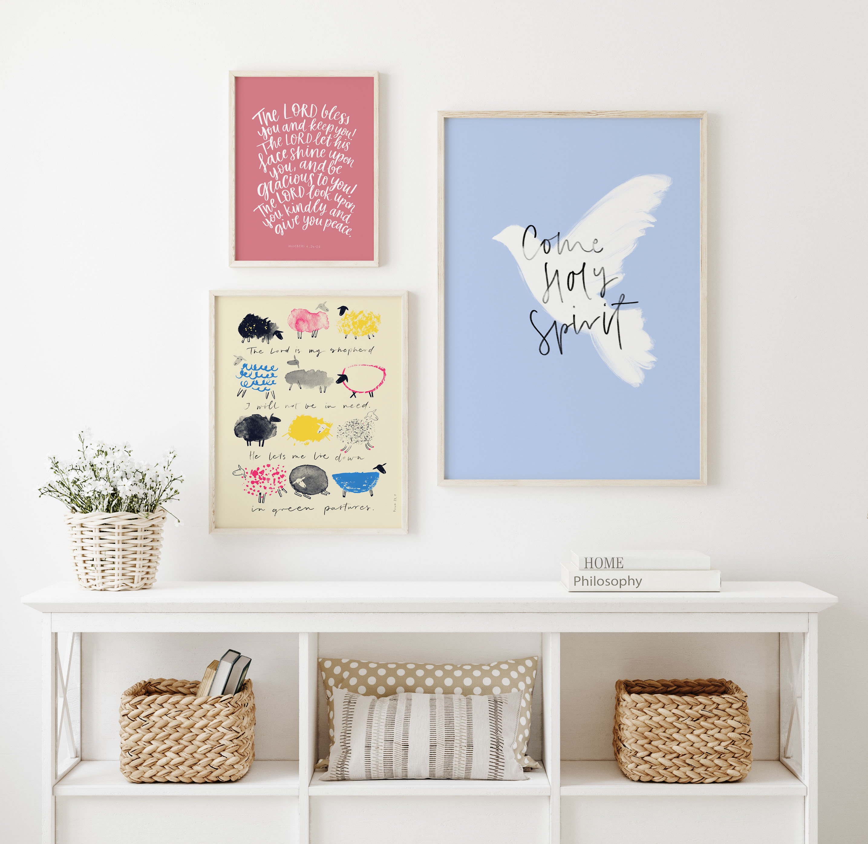 Christian Nursery Wall Art, Colourful Set of 3 Religious Posters, Holy ...